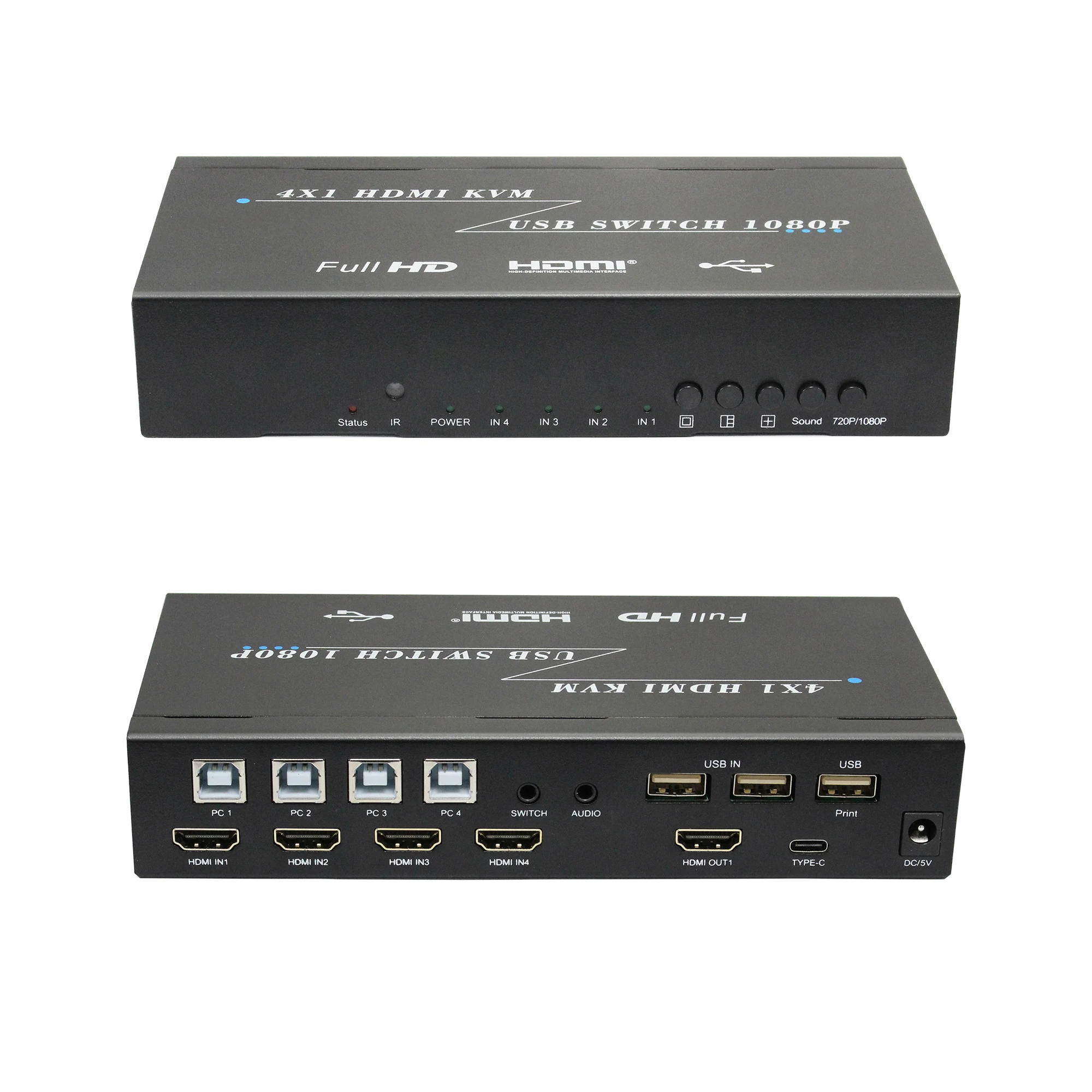 KVM HDMI 4x1 Multiviewer Switch 4K HDMI KVM 4 In 1 Out Seamless Quad Multi-viewer Video Cutting ...
