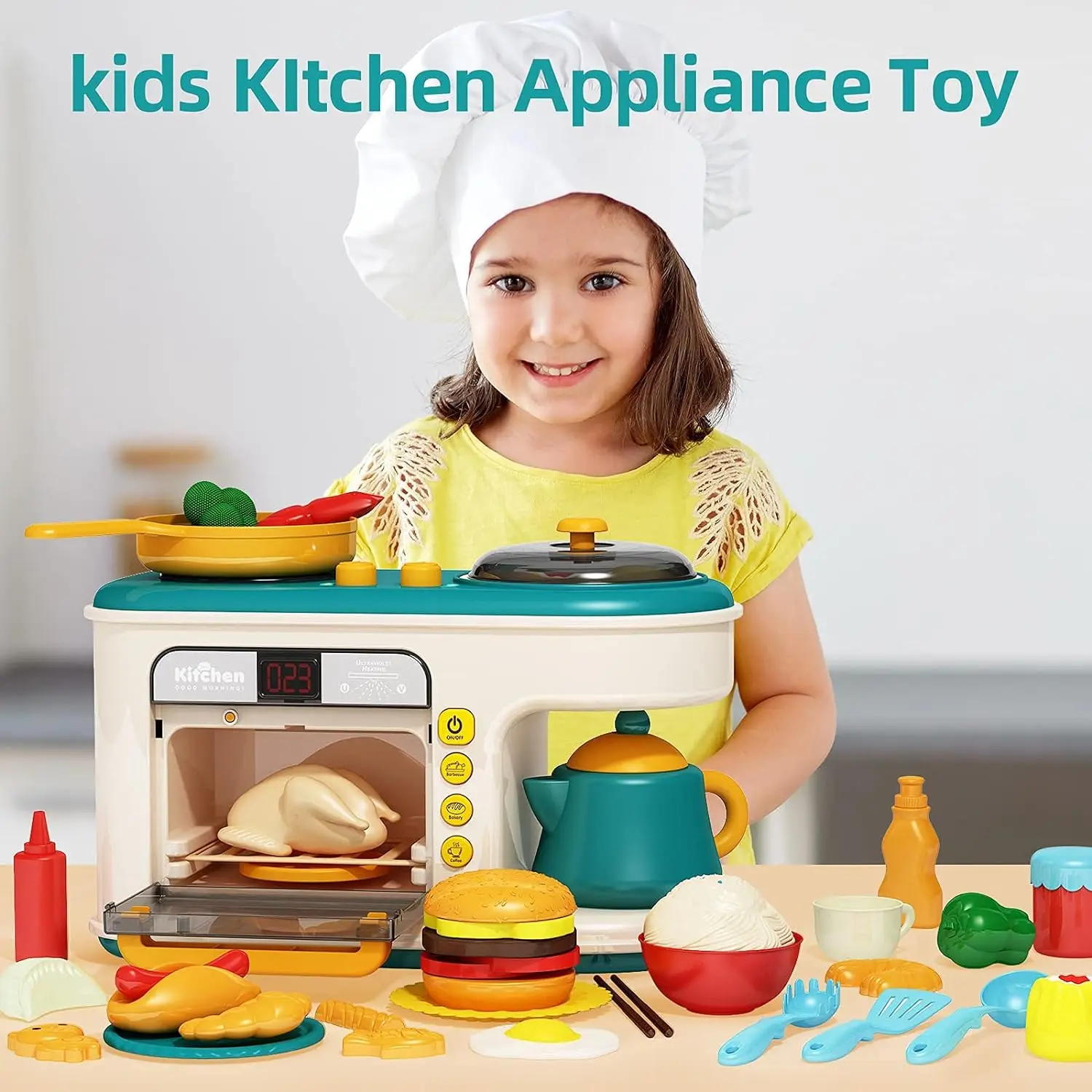 Microwave Oven Pretend Play Preschool Kitchen Accessories Teapots Toys ...