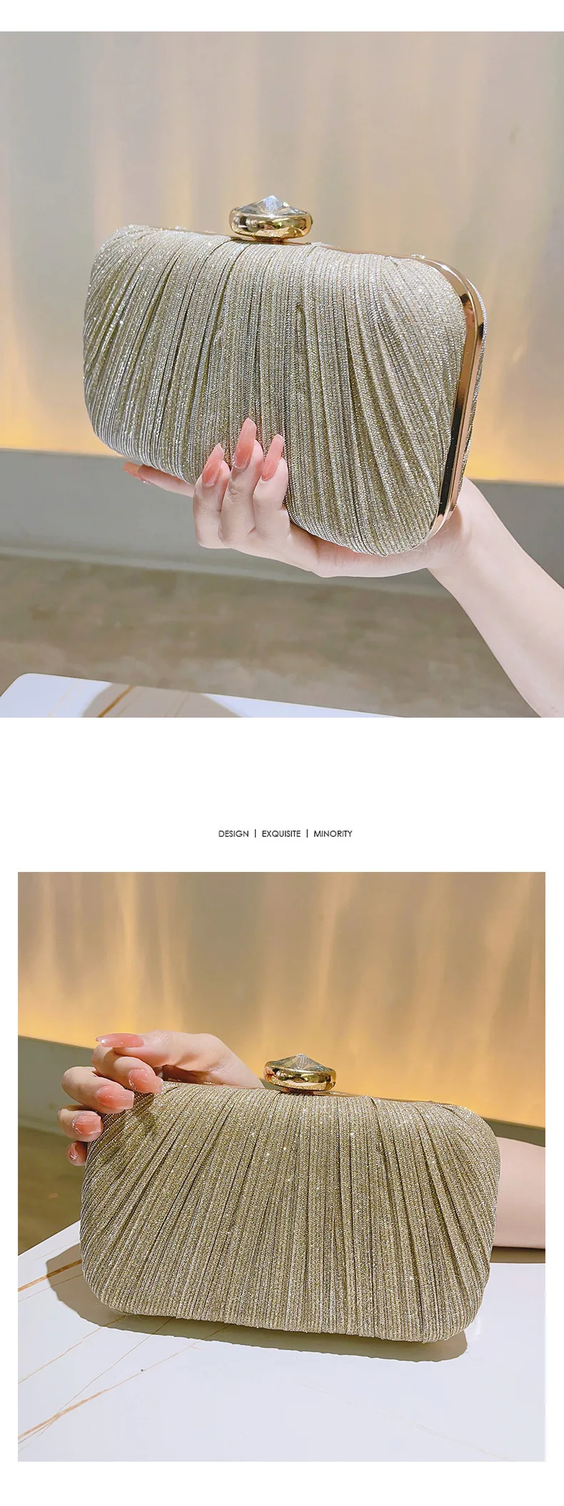 Luxury Rhinestone and Glitter Purse Box-Shaped Evening Bag