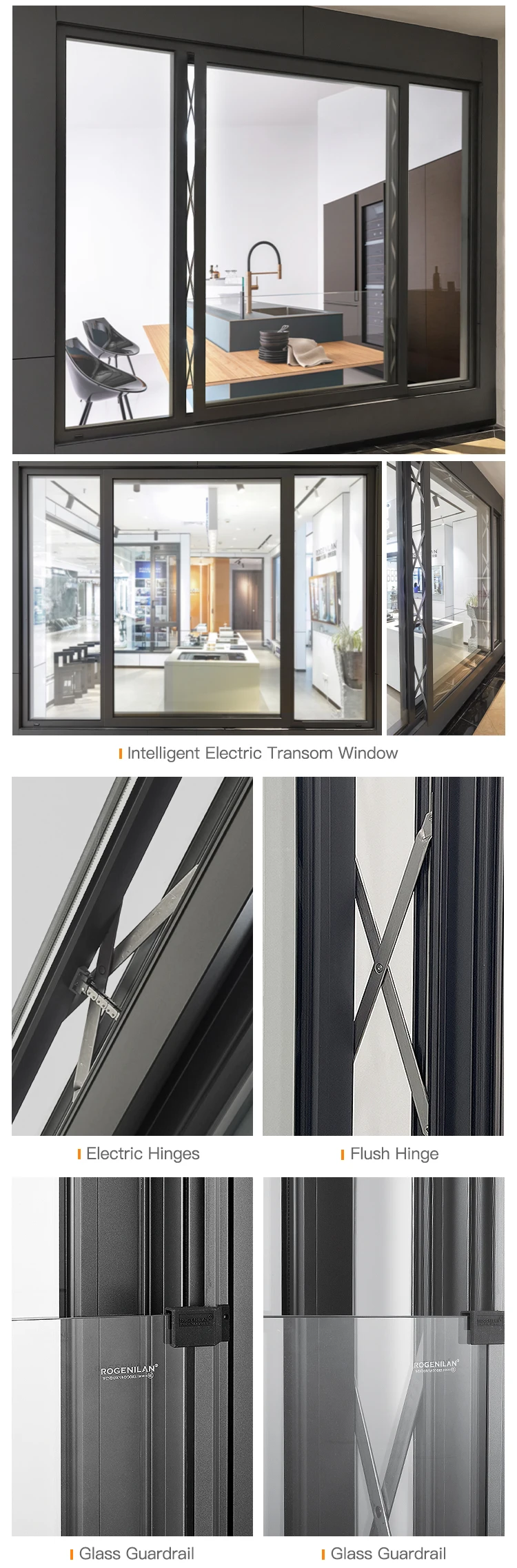 Large View Modern Electric Parallel Windows Aluminum Automatic Remote ...