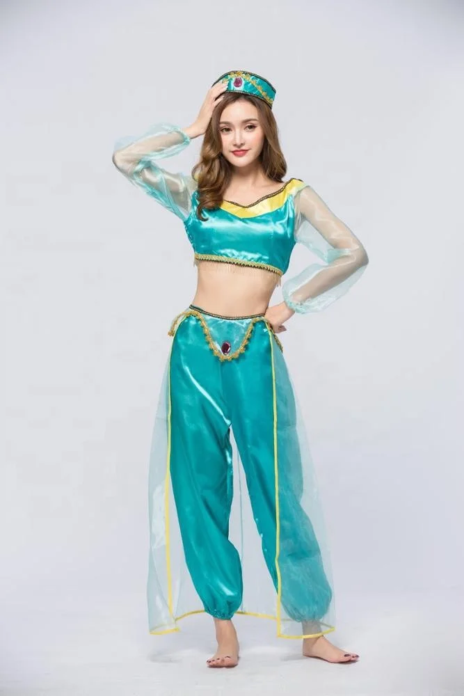 2022 Cosplay Princess Jasmine India Belly Dance Arabian Fancy Dress ...