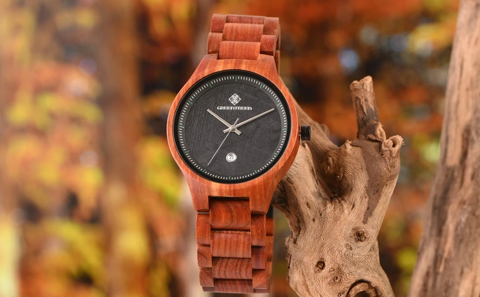 Men Wristwatches Wooden Watches For Men With Redsandal Wood And Rock ...