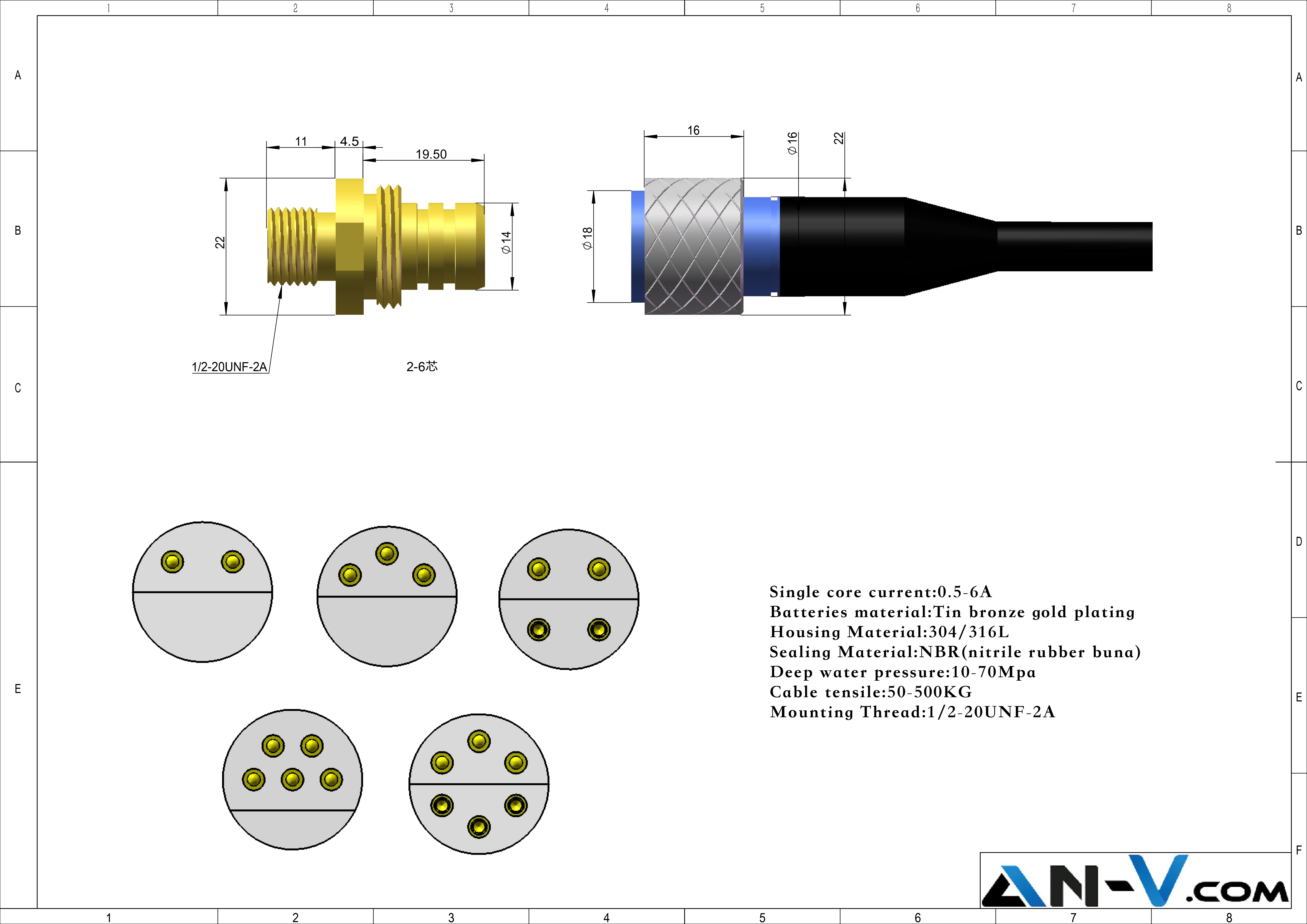 Subsea Equipment Male Female Customized Subconn Split Cable Connector 2 ...