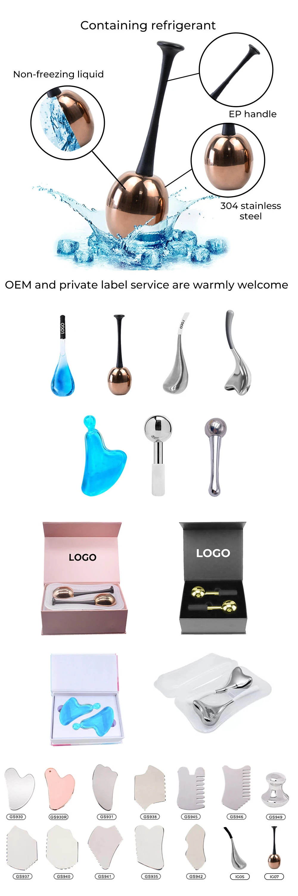 Skin Care Ice Globe Kit Face Lifting Cold Roller Eye Cooling Spa Cryo ...