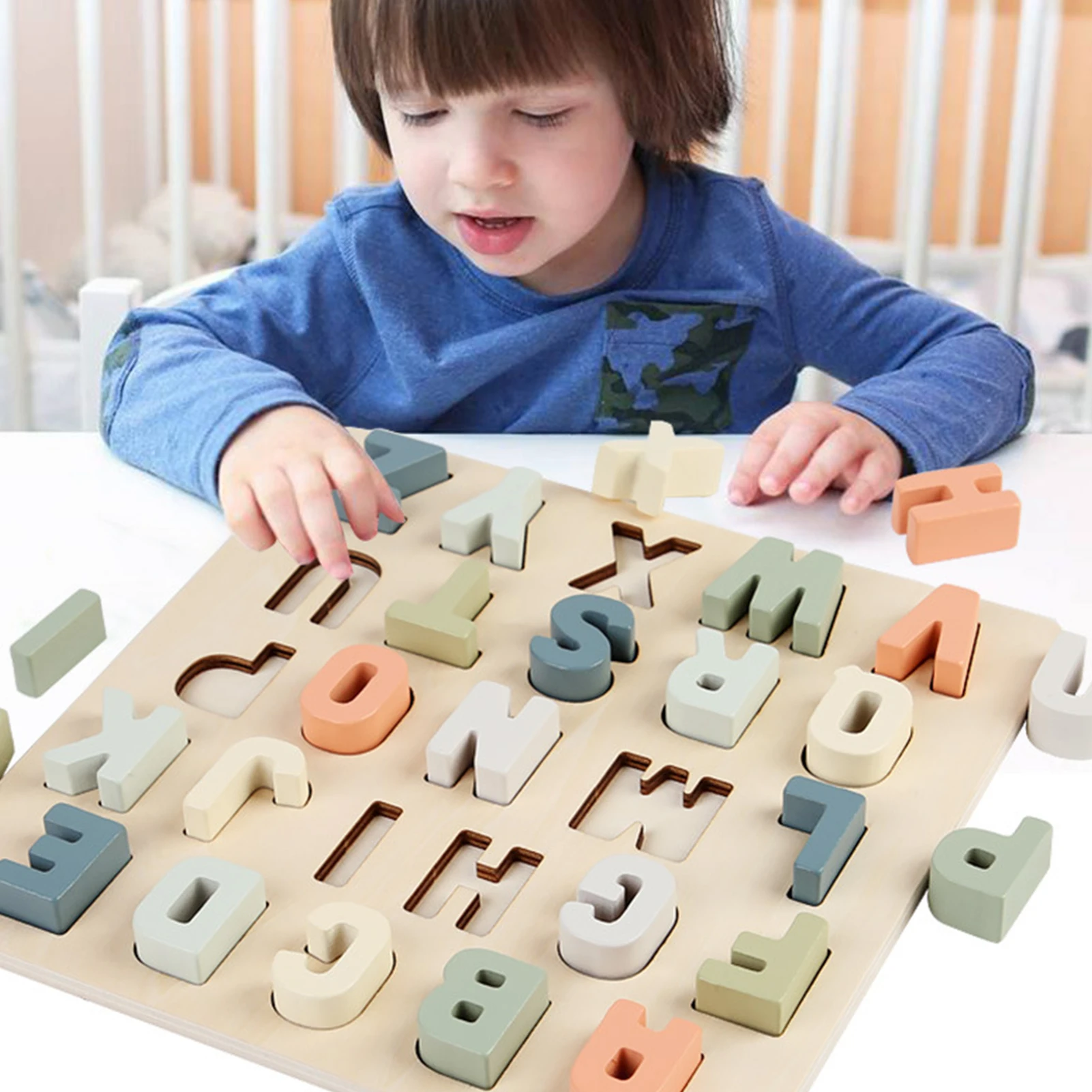 Capital Letter Blocks 3D Wooden Toys Montessori Early Education Wooden ...