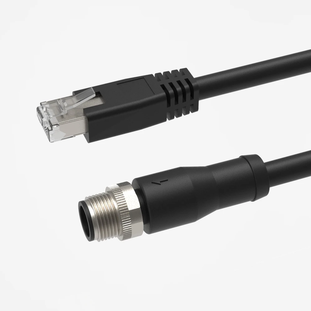 M12 Connector 8 Pin X Code To Rj45 Cat6 Gige Ethernet Cable Industrial ...