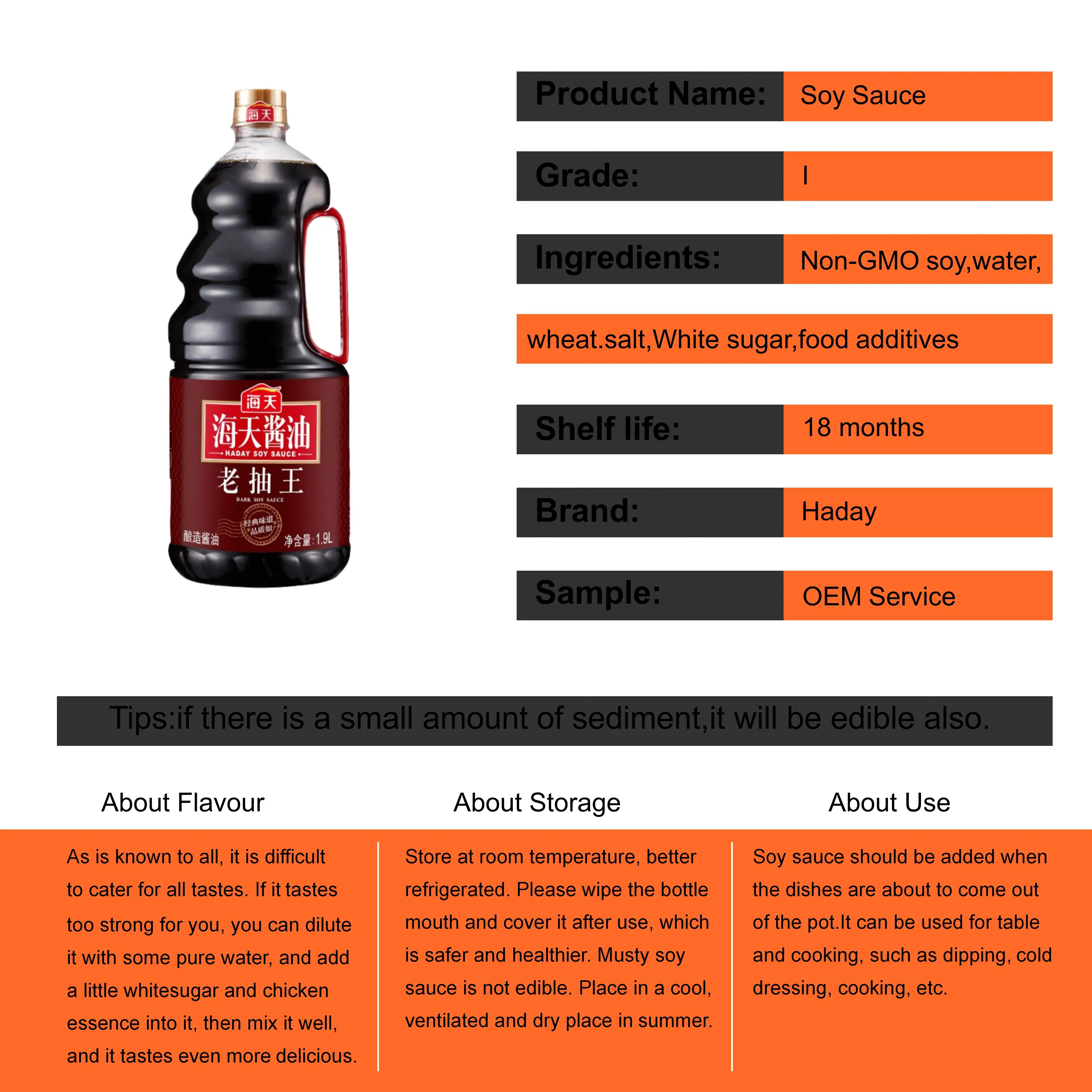 Commercial Haitian Dark Soy Sauce King 1.9l*6 Bottles Braised Colored ...