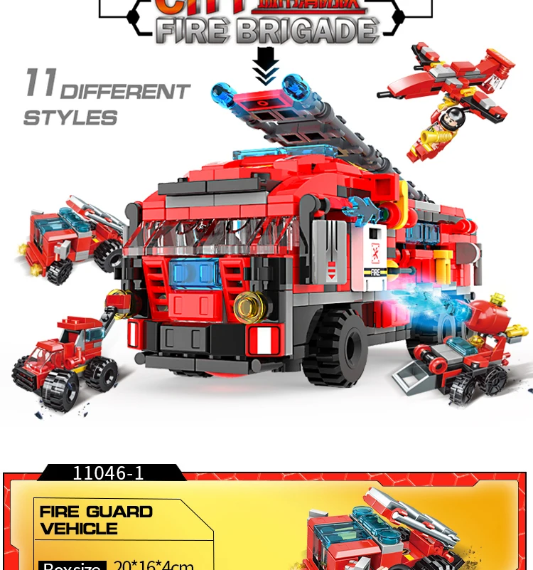 Toy Truck Miniature Firearms Fire Station Diy Building Blocks Toys For ...