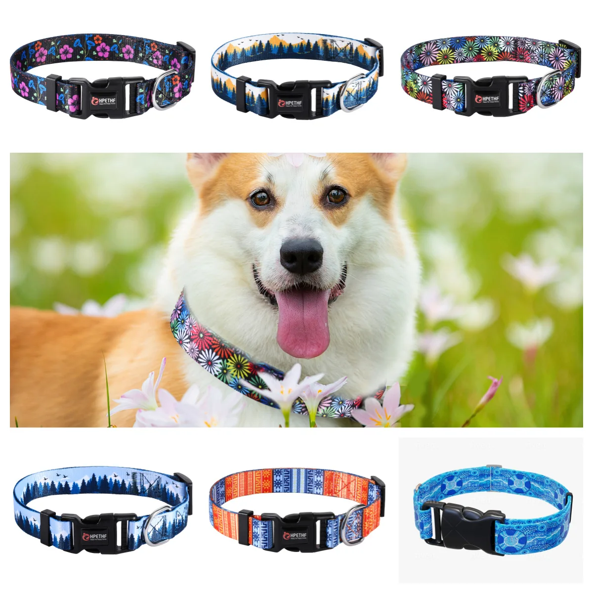 Custom Patterns Logo Dog Collar Fashion Custom Print Dog Collar Pet ...