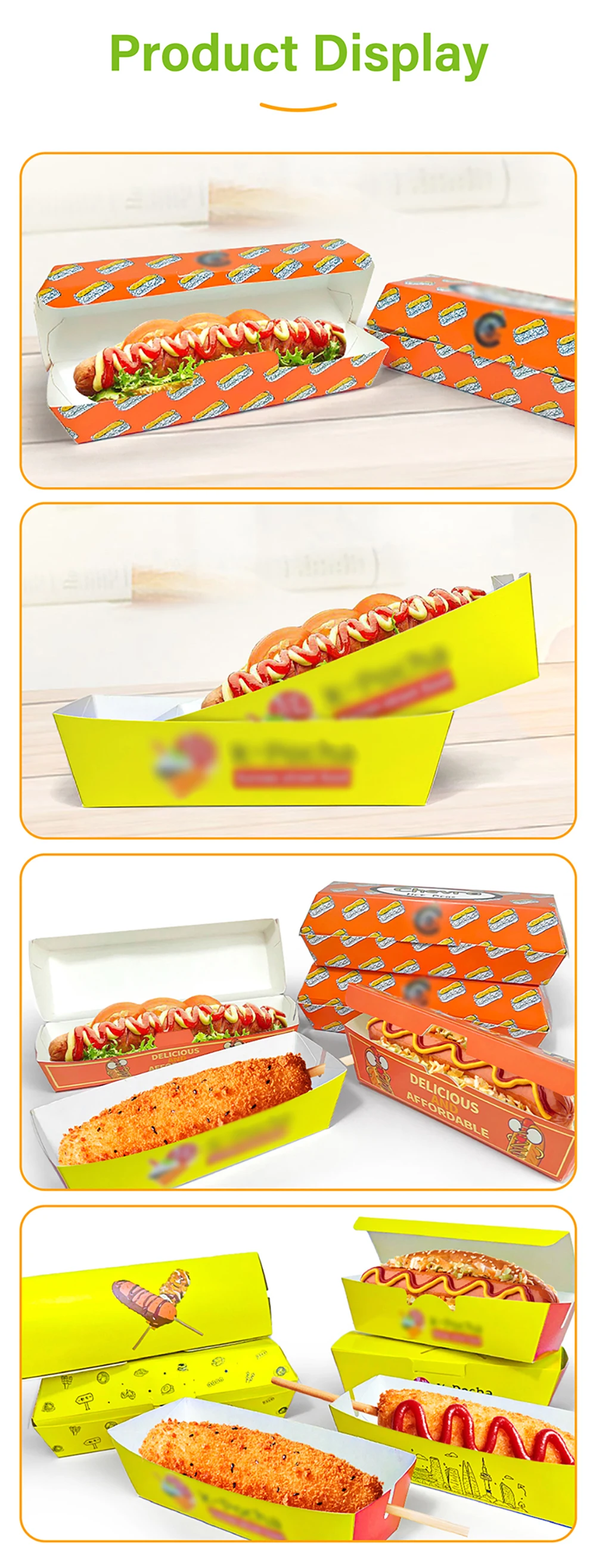 Wholesale Personal Logo Printing Disposable Korean Corn Dog Box