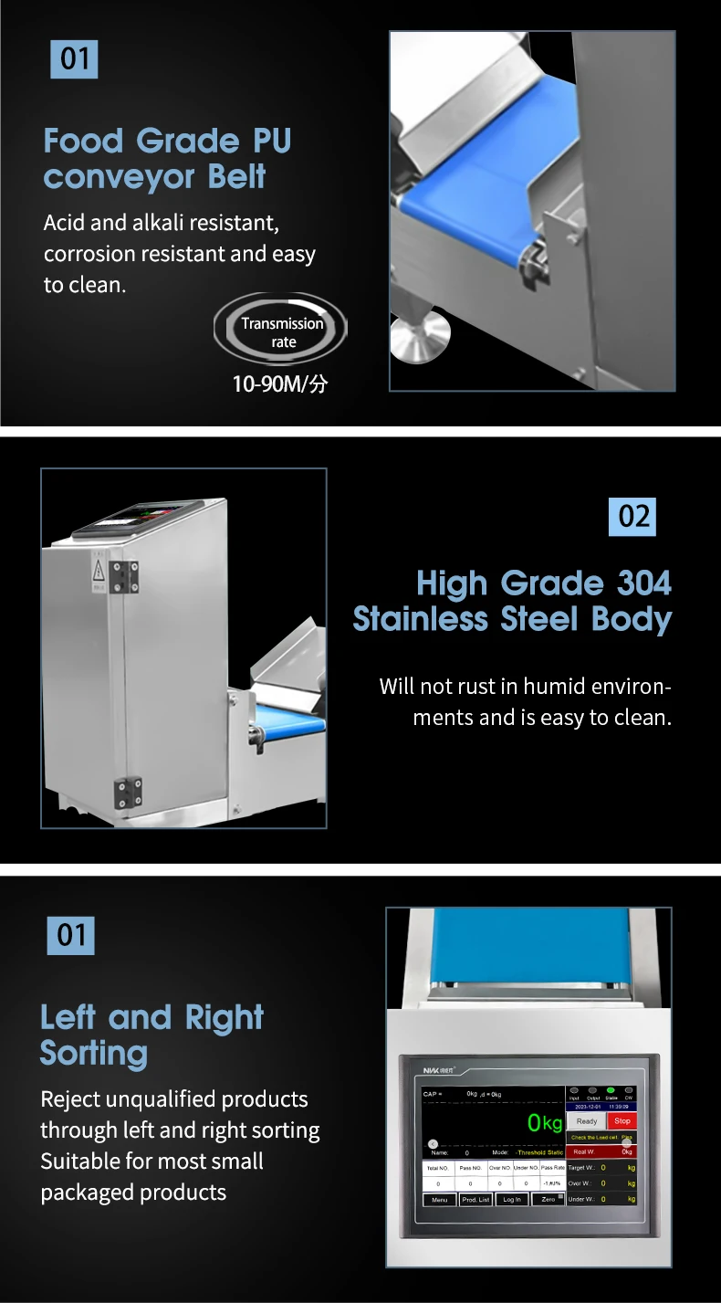 NVK Mini Automatic Checkweigher High Speed 0.1g Check Weigher Small Conveyor Sorting Weighing ...