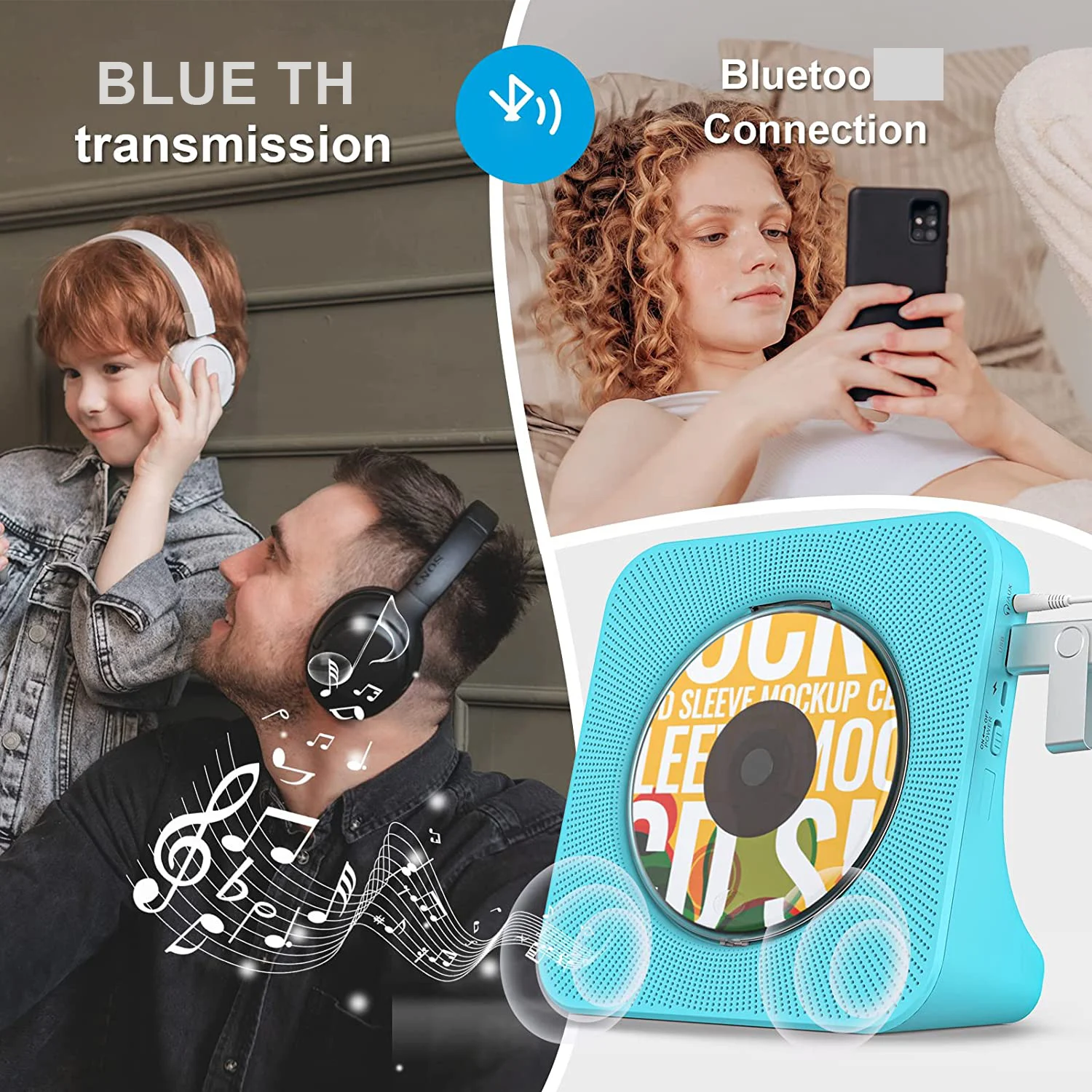 CD Player Portable BTH Desktop CD Player for Home with Timer Built-in ...