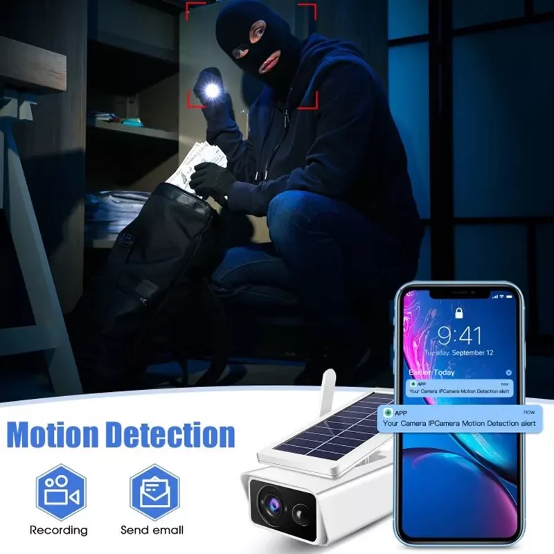 4MP Low Power Solar Bullet Security Camera Outdoor XM Icsee