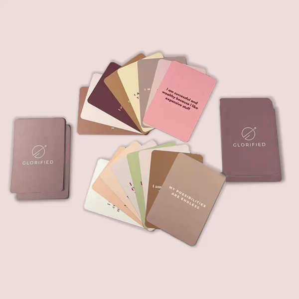 Custom Printed Pink Paper Matte Cards - Positive Affirmations