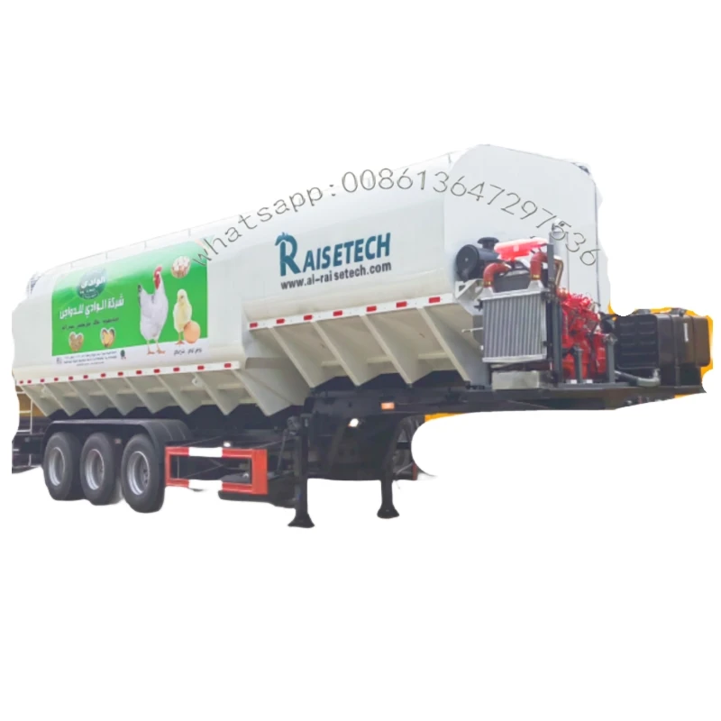 3 Axles Chicken Pig Bulk Poultry Feed Tank Trailer Transport Truck ...