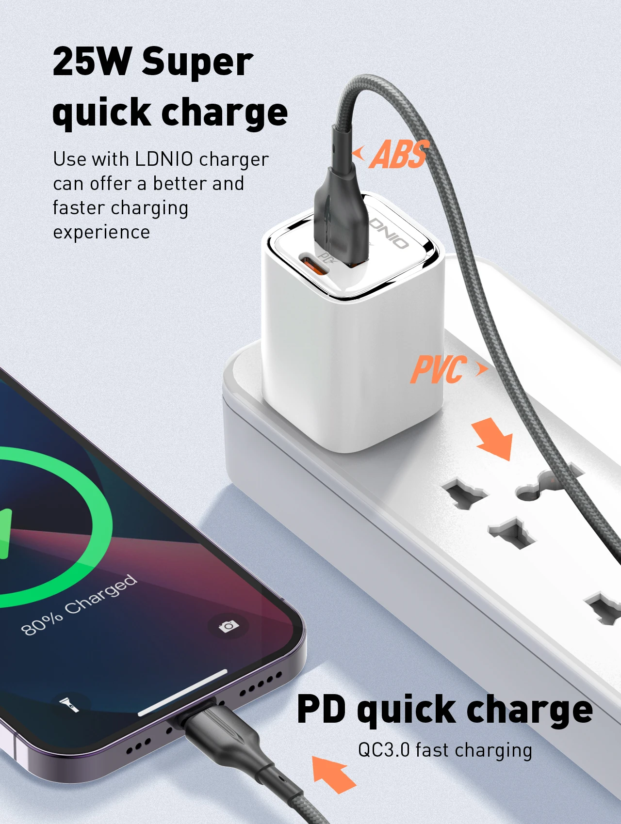 LDNIO LS852 original lightning fast charging 2 M | 3RAFOTY STORE