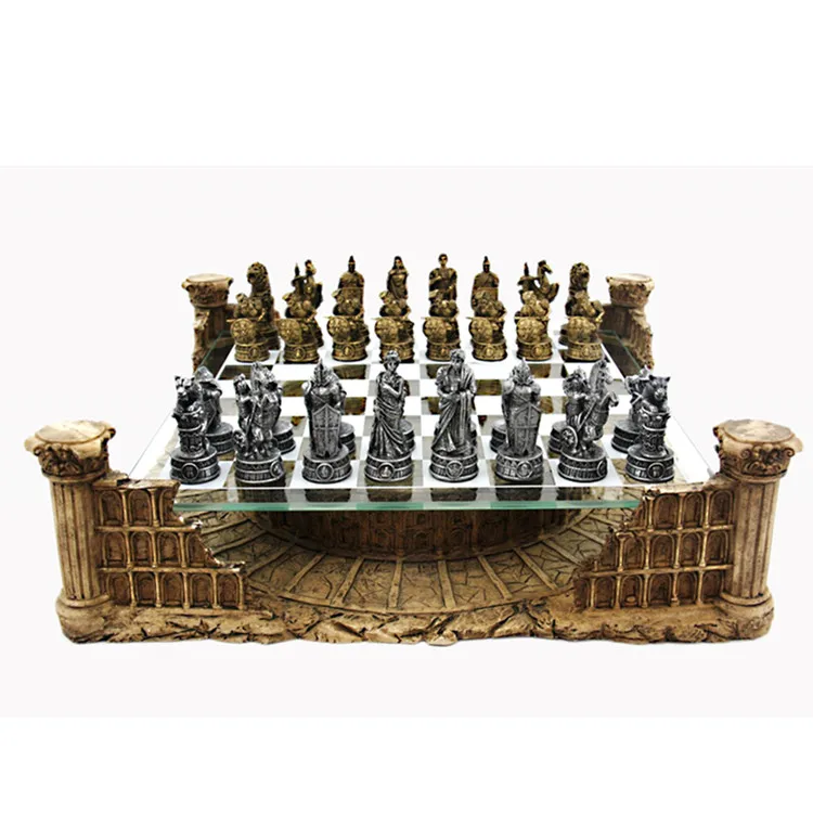 Polyresin/Resin Roman Colosseum Chest Set in Polyresin and Glass Board ...