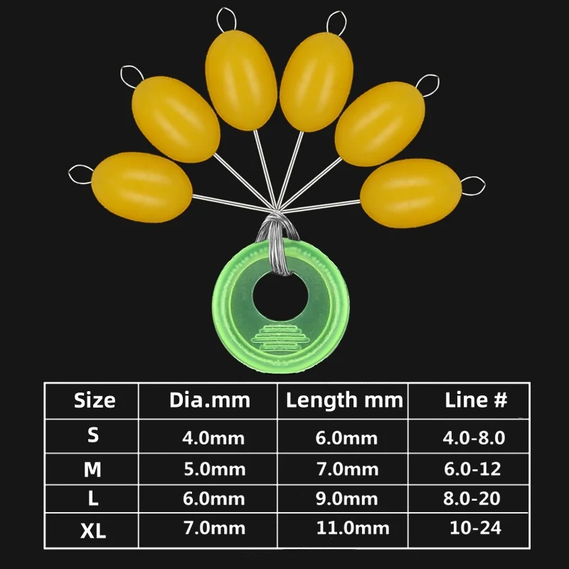 Luminous Rubber Fishing Stopper Space Bean Connector - 6pcs Oem