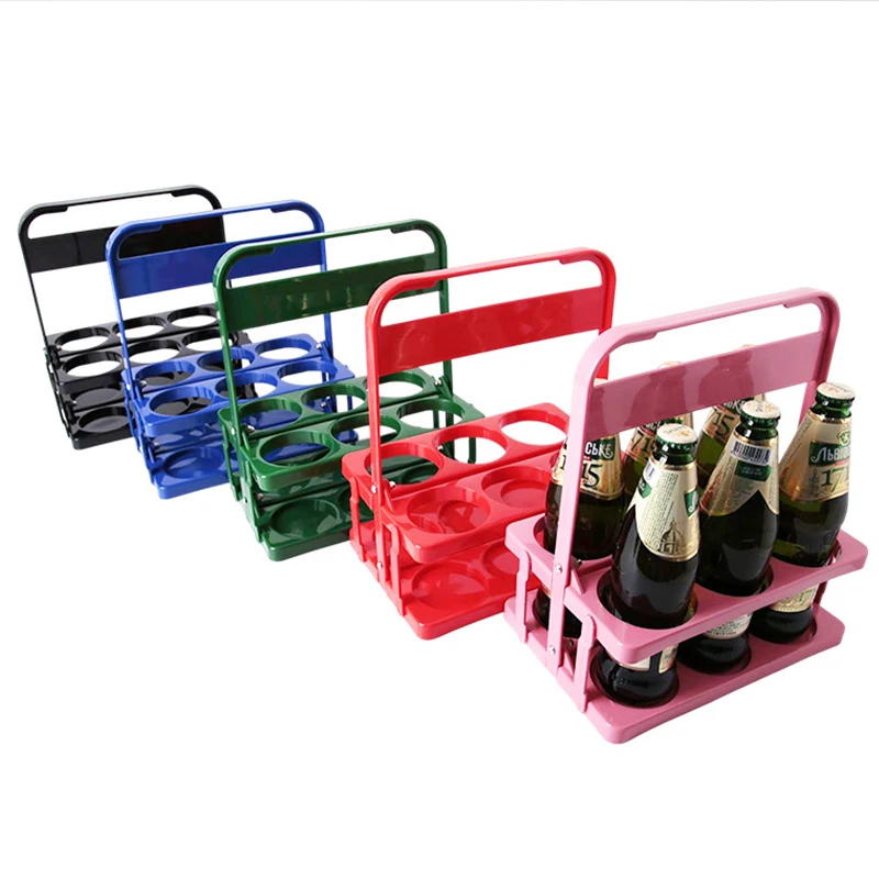Custom Portable Plastic 6 Can Pack Foldable Wine Beer Bottle Rack ...