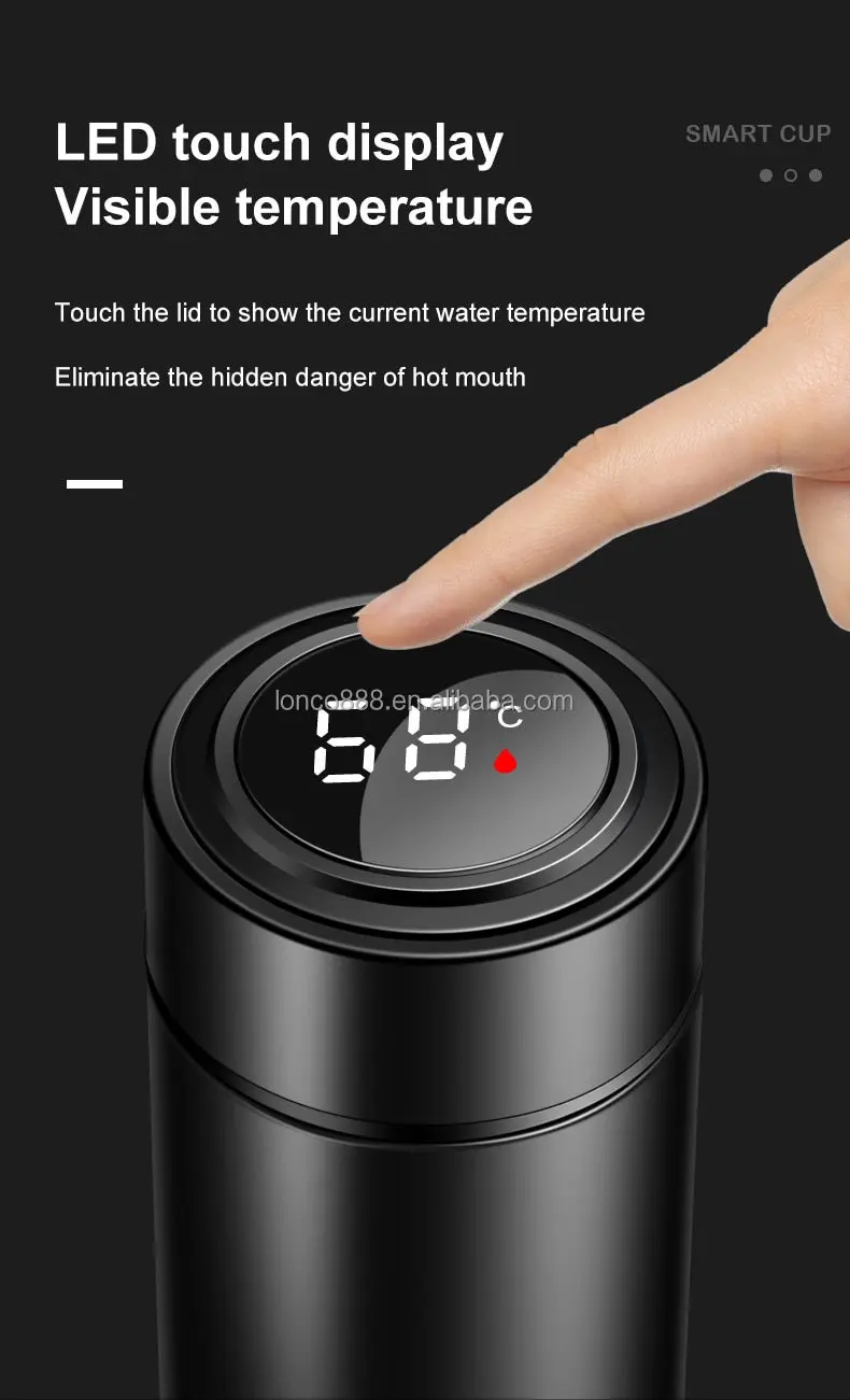 Double Wall Insulated 500ml Stainless Steel Termo Smart Vacuum Flask ...