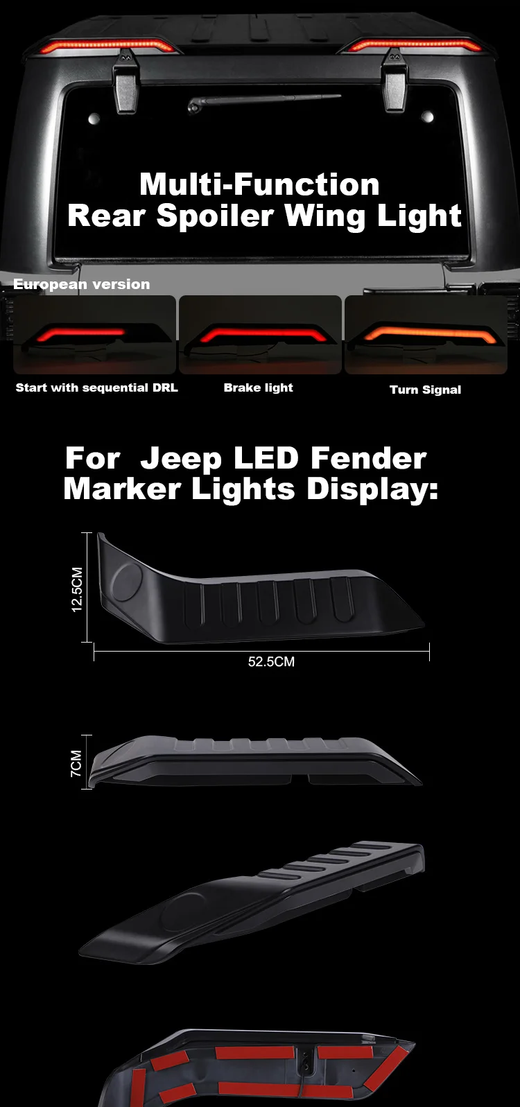 Car Accessories Aluminium Rear Angel Wing Led Rear Spoiler Wing For ...