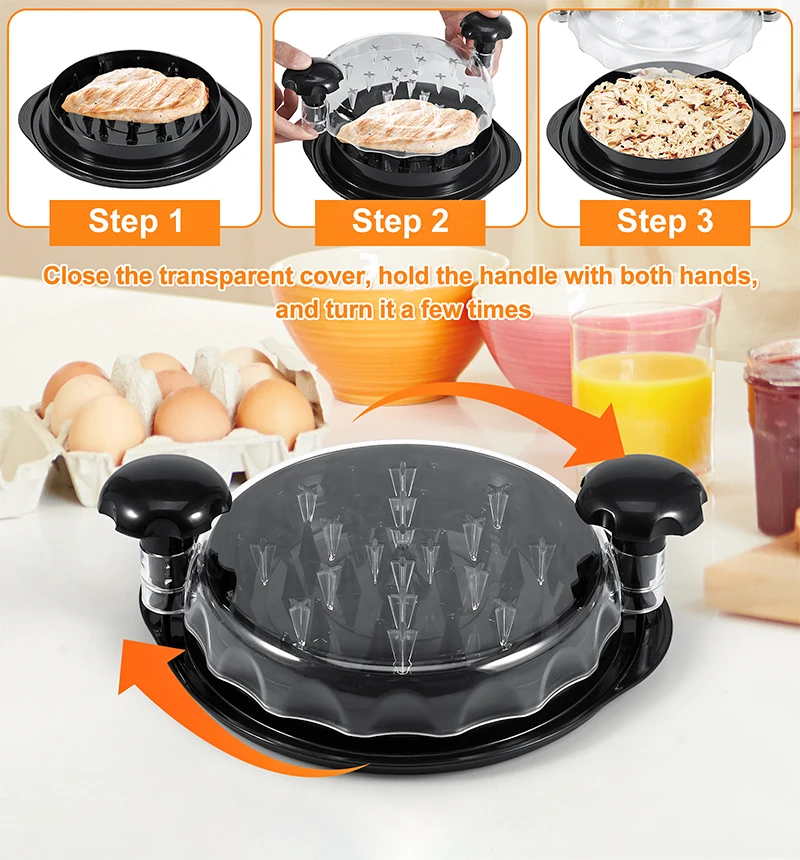 Eco-friendly Round Chicken Shredder Tool With Clear Lid - Oem