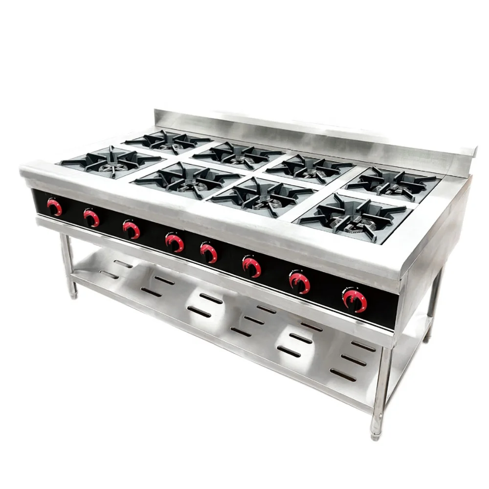 Commercial Industrial Restaurant Stainless Steel 8 Burner Gas Stove ...