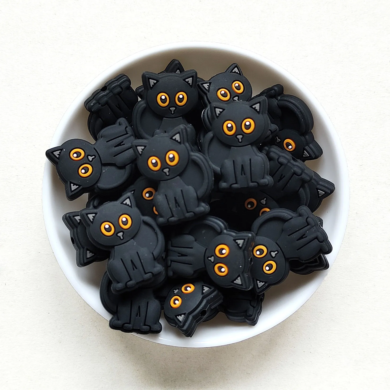Black Cat Silicone Beads Diy Pacifier Chain Accessories Baby Teething ...