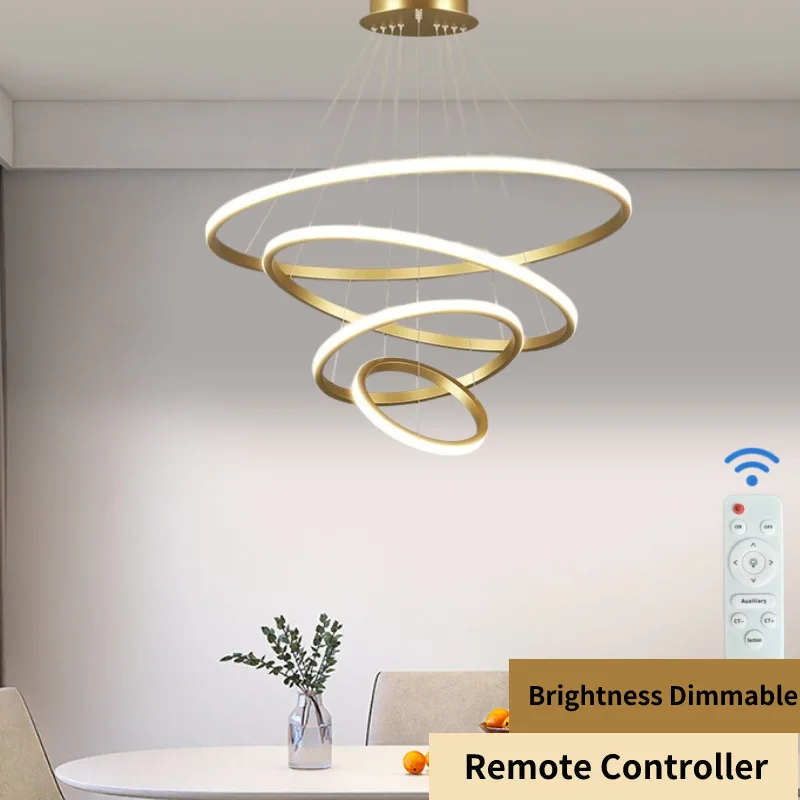 Modern Luxury LED Pendant Light Circular Creative Intelligent Lighting ...