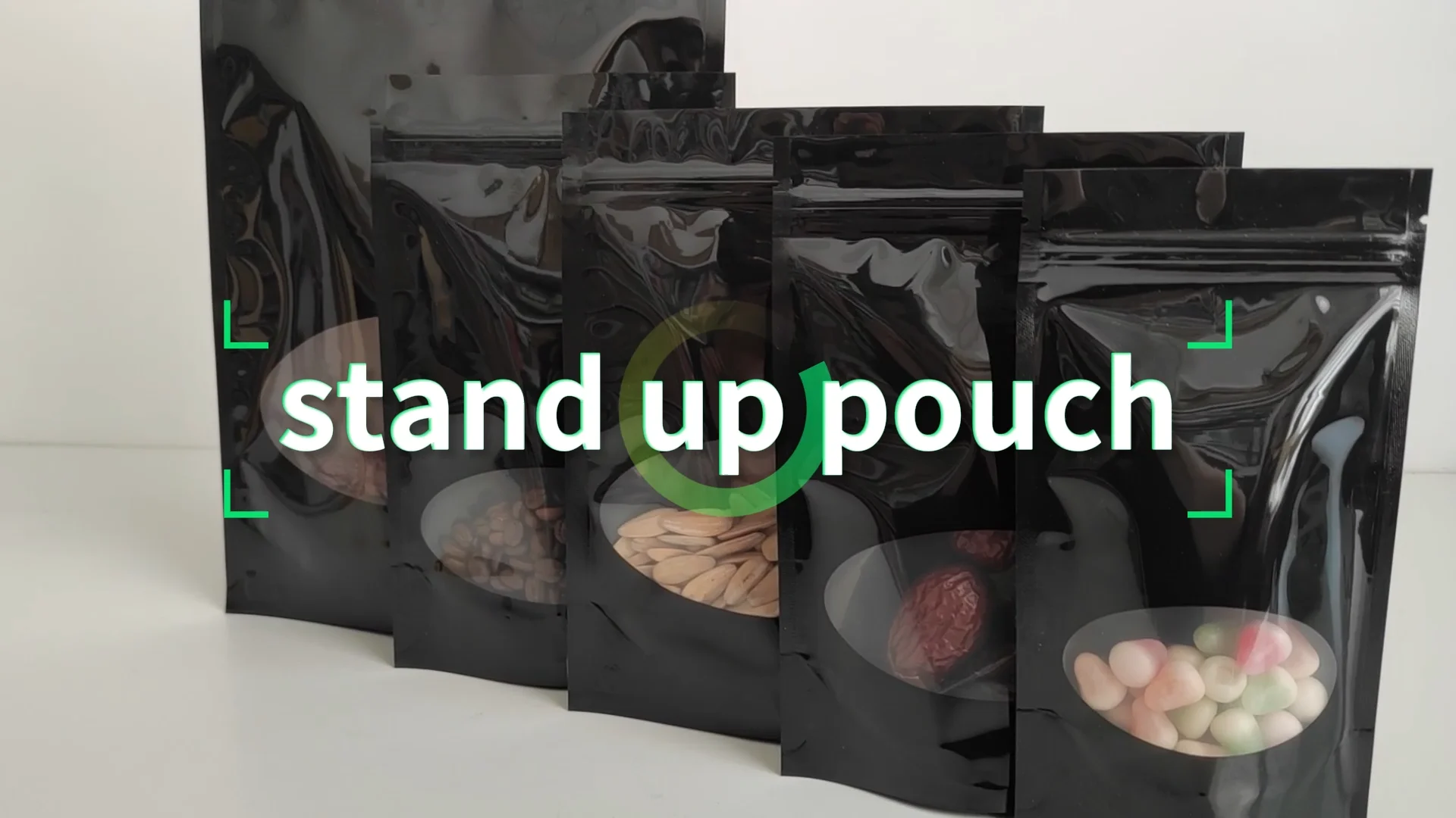 16x21cm New Arrival Resealable Ziplock Food Grade Black Plastic Stand ...