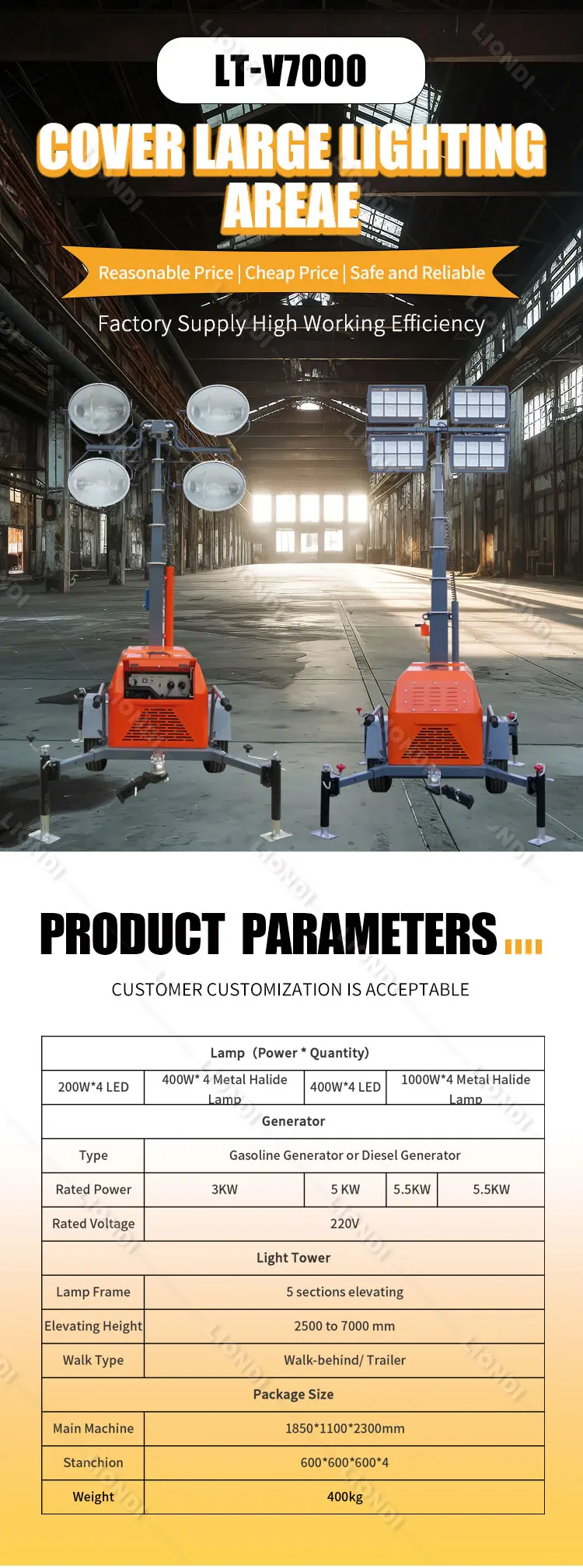 Manual Light Towers Lighting Towers Generator With 4*1000w Floodlight ...