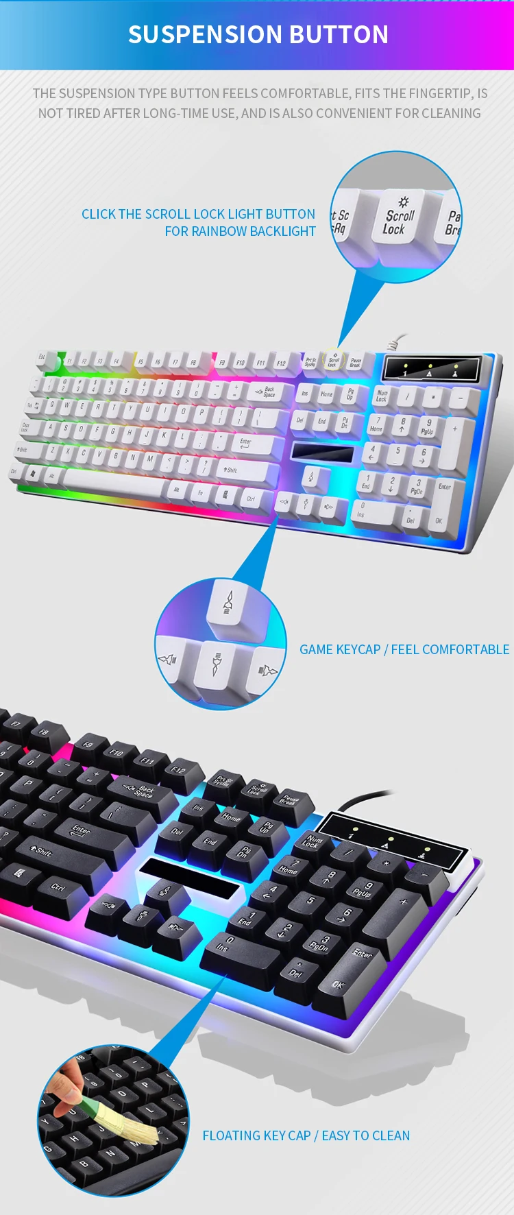 Original Factory 200 Different Types Keyboard G21b Led Light Gaming Keyboard And Mouse Combos