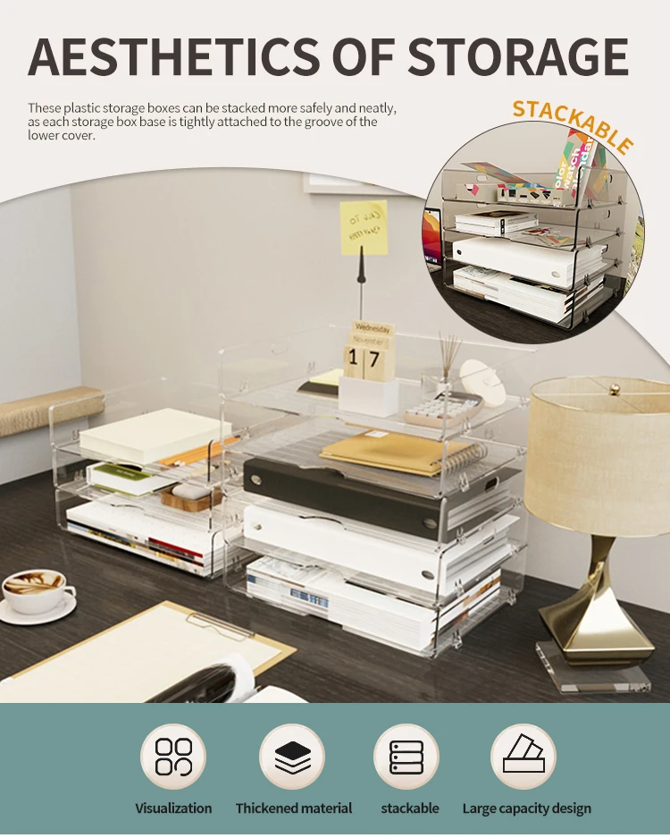 Stackable Multifunctional Plastic Desktop Storage Holders And Desk ...