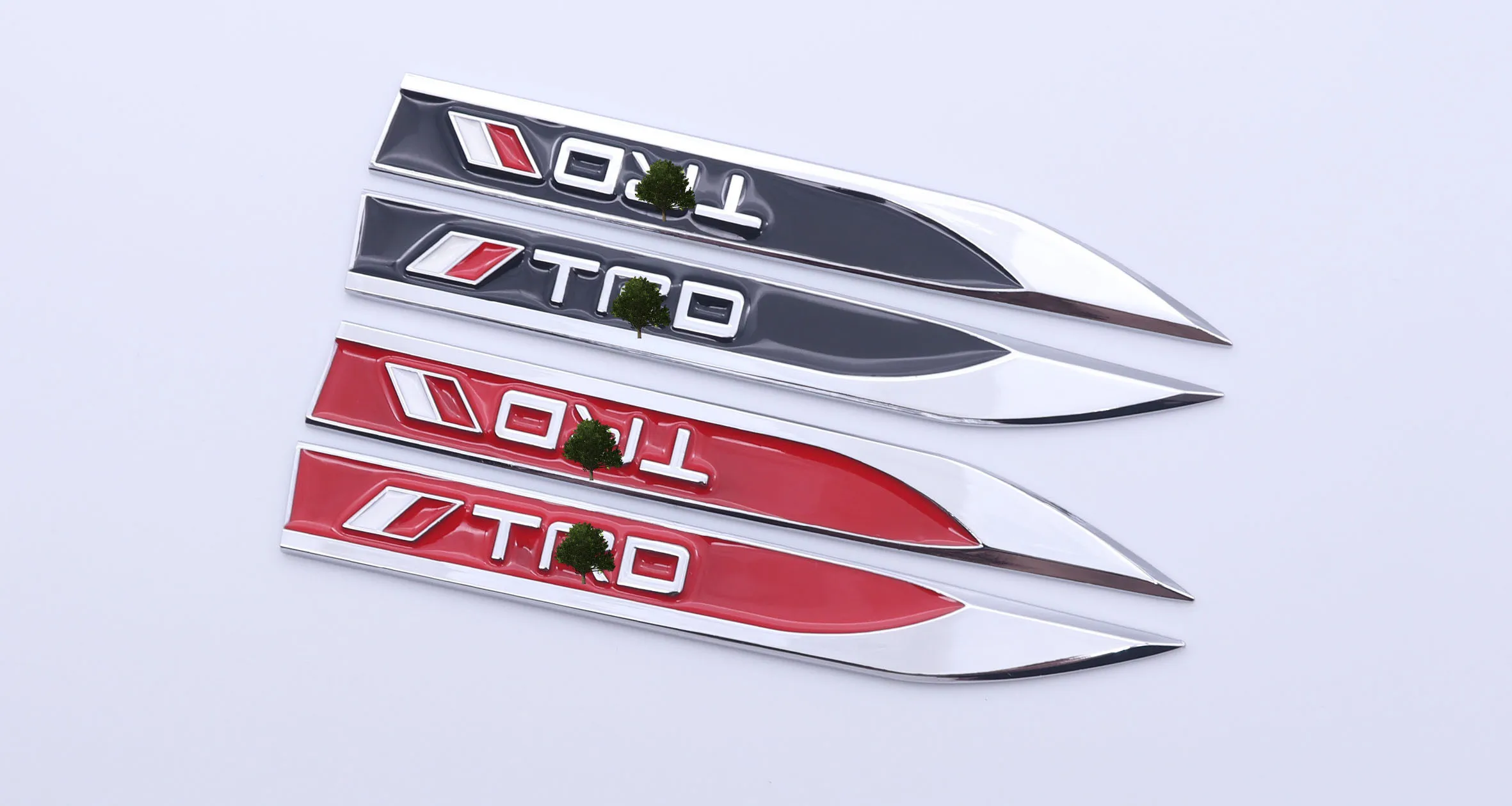 1 Pair 3d Chromed Black Red Emblem Badge Decal Sticker Logo Fender Side ...