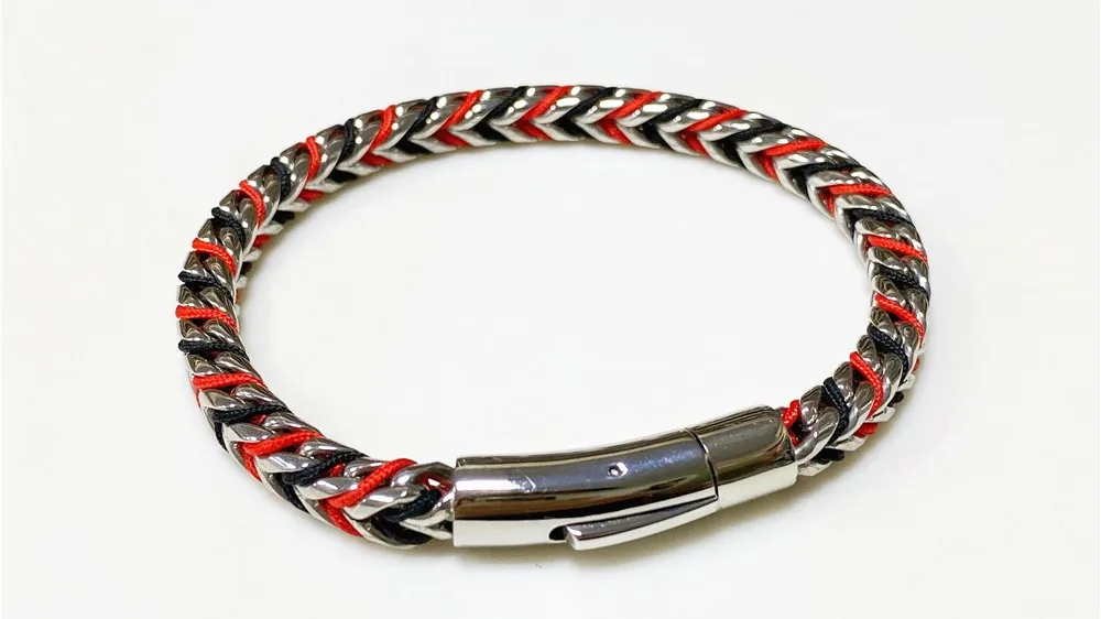 Custom Jewelry Woven Black Rope Chain Stainless Steel Bayonet Clasp ...