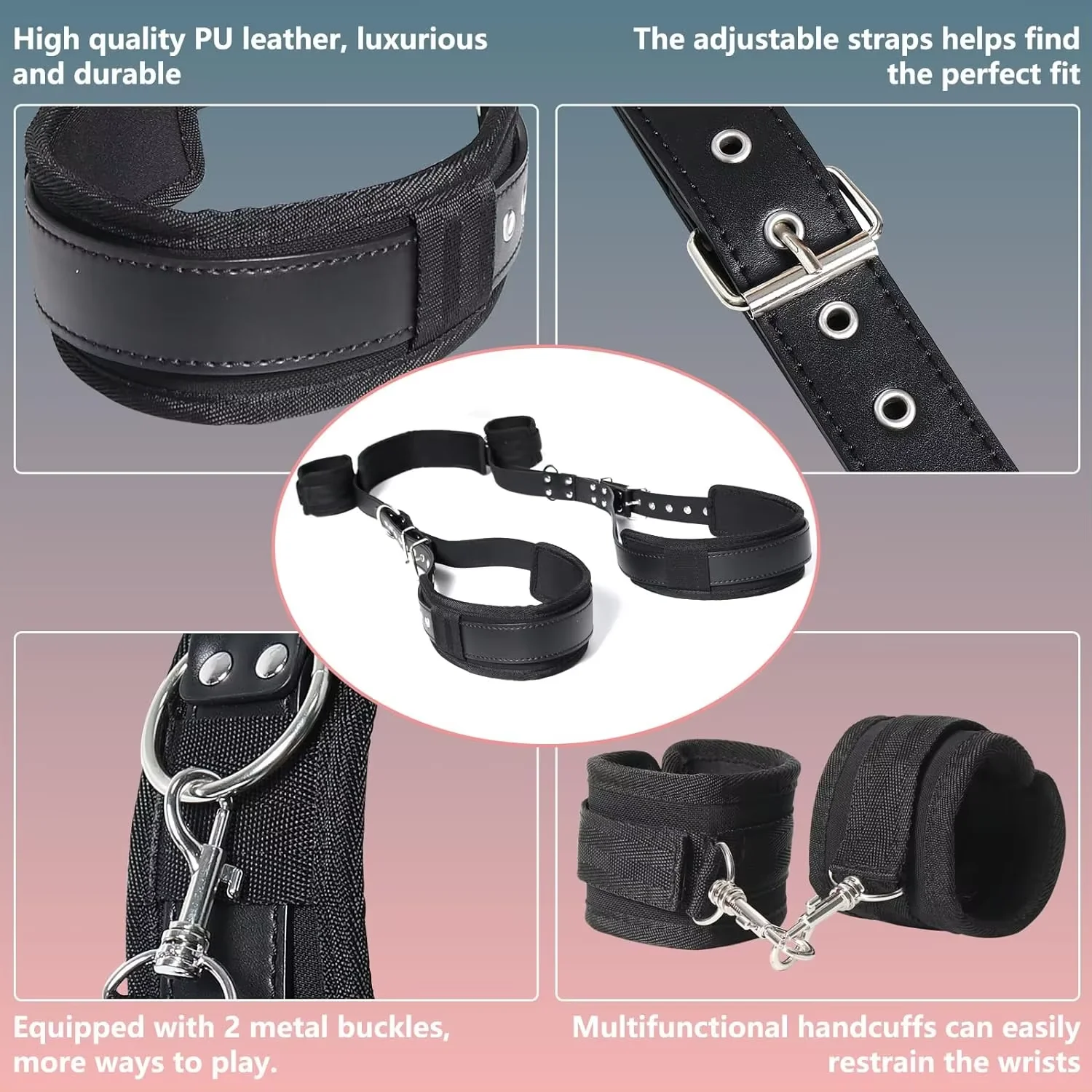BDSM Adult Sex Toys for Couples Leather Harness Whip Bed Restraints Kit ...