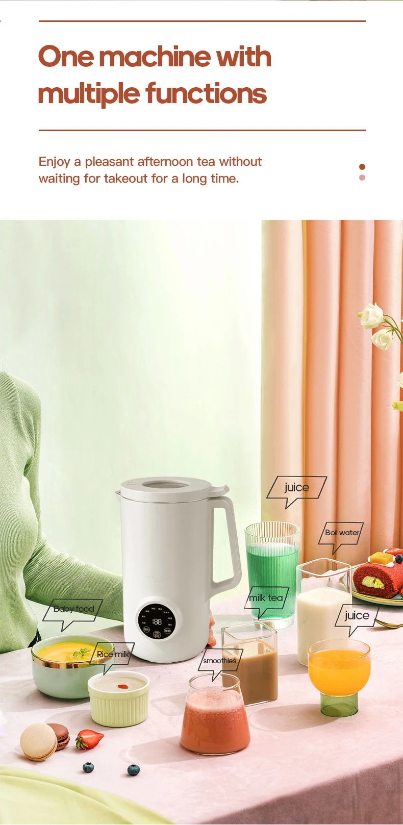 RANBEM Automatic Plant Based Milks Maker Soya Bean Maker Universal Smart Cooking Blender with ...