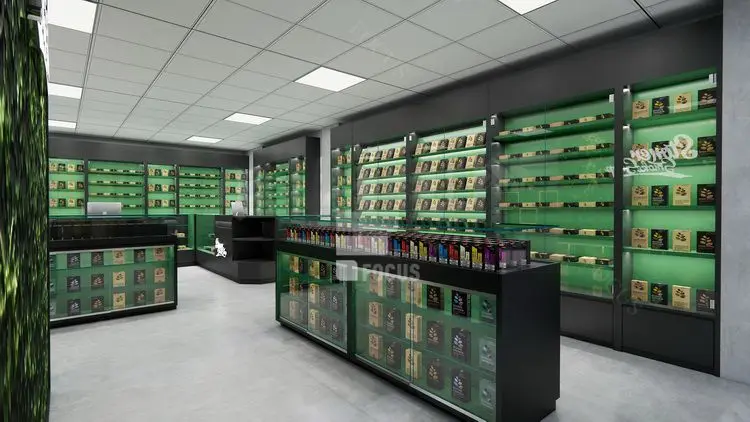 Luxury Kiosk Counter Design Smoking Display Rack Glass Cabinet Showcase ...