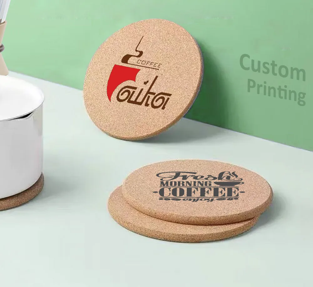 Natural Eco Friendly Small Order Wooden Coasters Custom Shape Cork ...