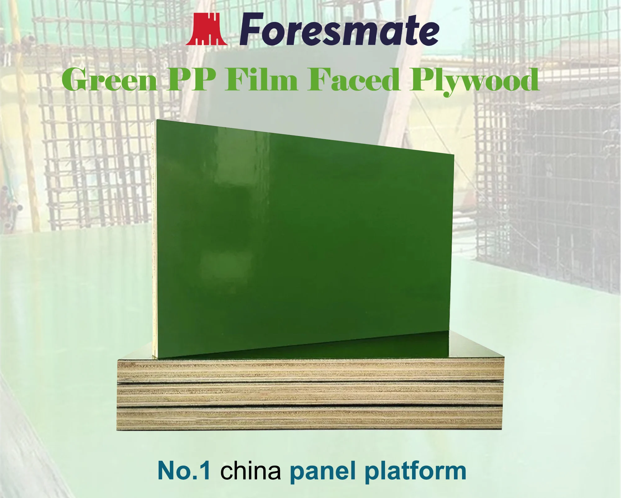 4x8 18mm Green Pp Plastic Film Faced Plywood And Polyester Coated ...