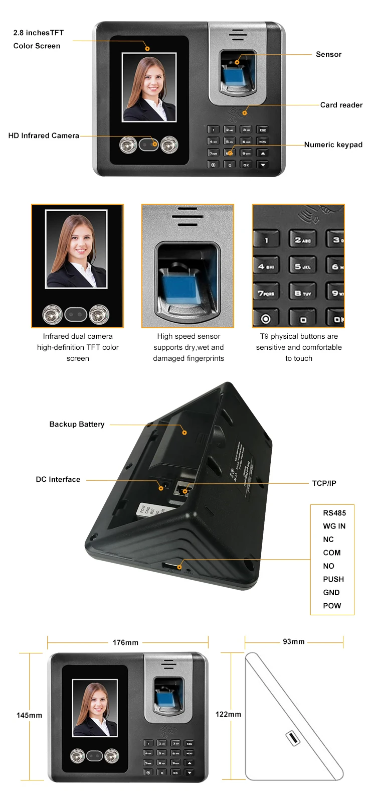 Clocking In Time Recorder Facial Biometric Time Attendance System ...