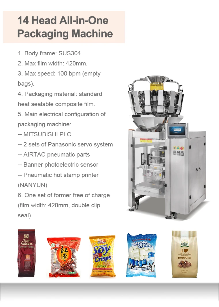 10 Head Multihead Weigher Packing Machine for Candy Vffs Packing ...