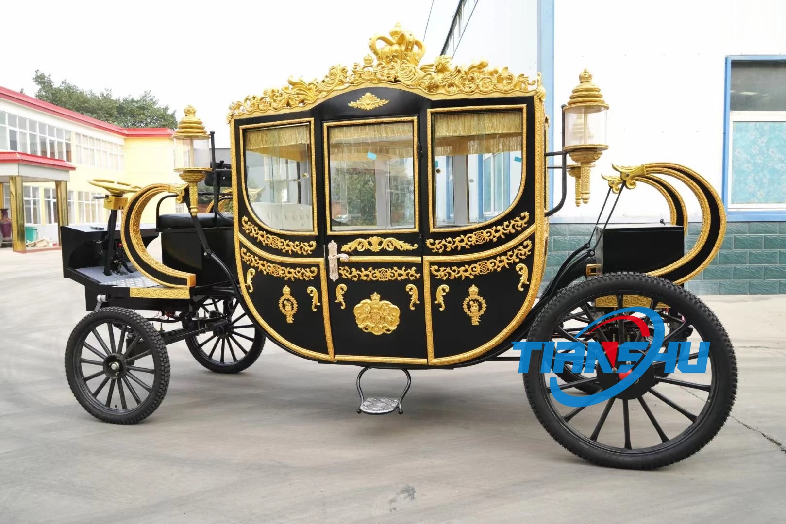 Popular Royal Wedding Horseless Drawn Carriage Buggy Wagon with Four ...