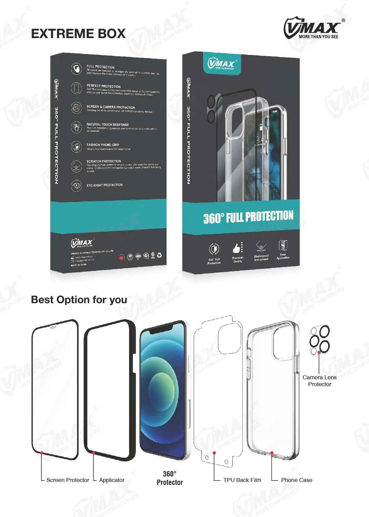 3 In 1 Full Phone Protection Set For Iphone 14 13 12 Pro Max 3d Screen ...