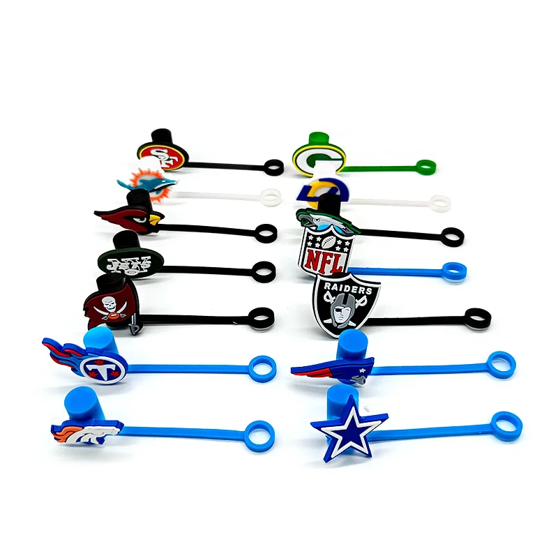 Fashion Football Team Logo Reusable Metal Straws Tips Dust Toppers ...