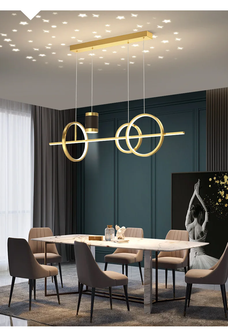 Golden Full Star Living Room Dining Room Pendant Light Romantic Bedroom ...