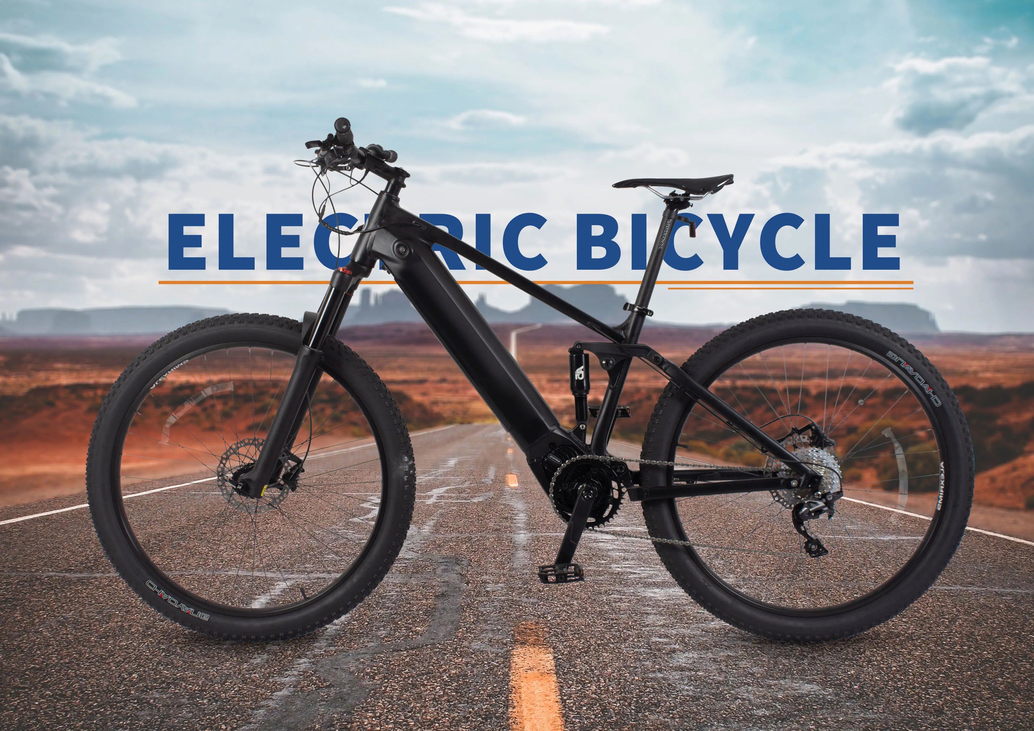 Elektrische Fiets Black Powerful Electric Bicycle for Adults Fat Tier ...