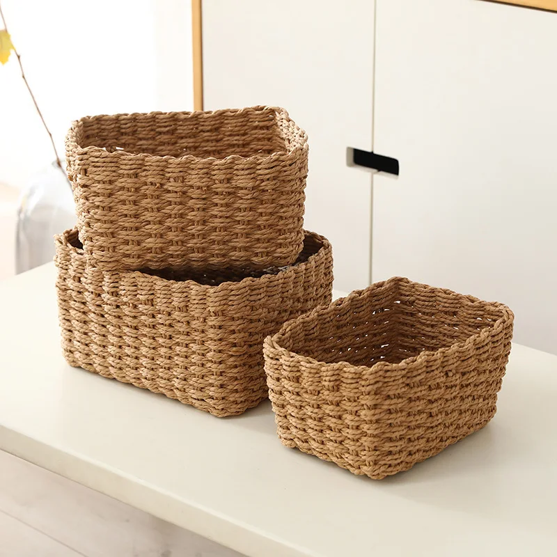 Portable Customized Rope Paper Small Woven Basket Rope Paper Box ...