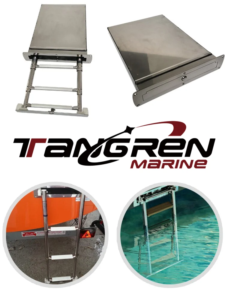 Aisi316 Stainless Steel Telescopic Ladder Under Transom Platform 3 ...