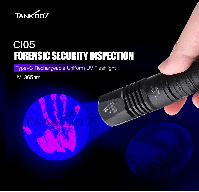 Tank007 CI05 Forensic 395nm Uniform Torch Light Aluminum CSI Blacklight ...